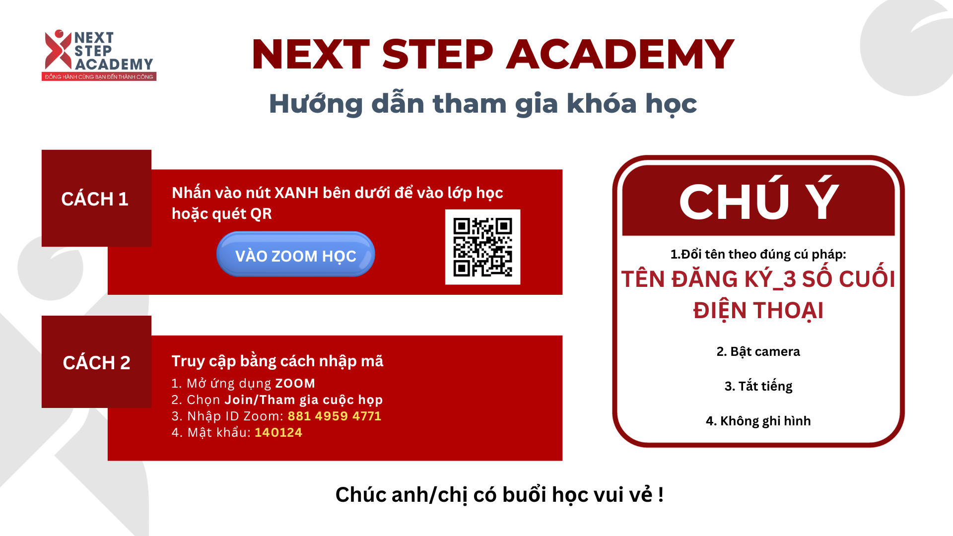 Hướng dẫn Zoom | Next Step Academy